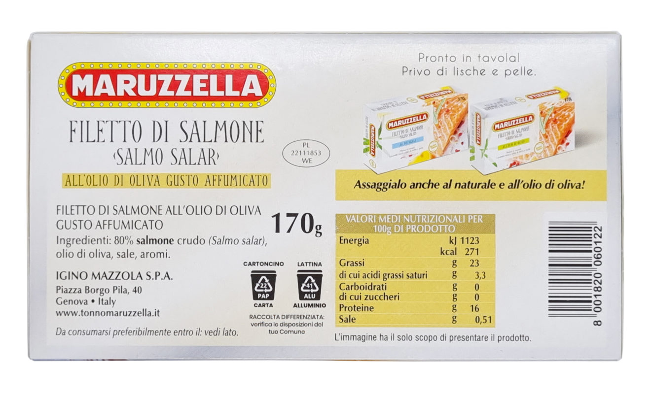 Maruzzella smoked salmon fillets, 170 g - CannedFish