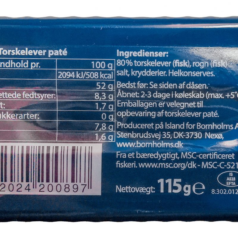 Bornholms MSC cod liver pâté, 115 g - CannedFish