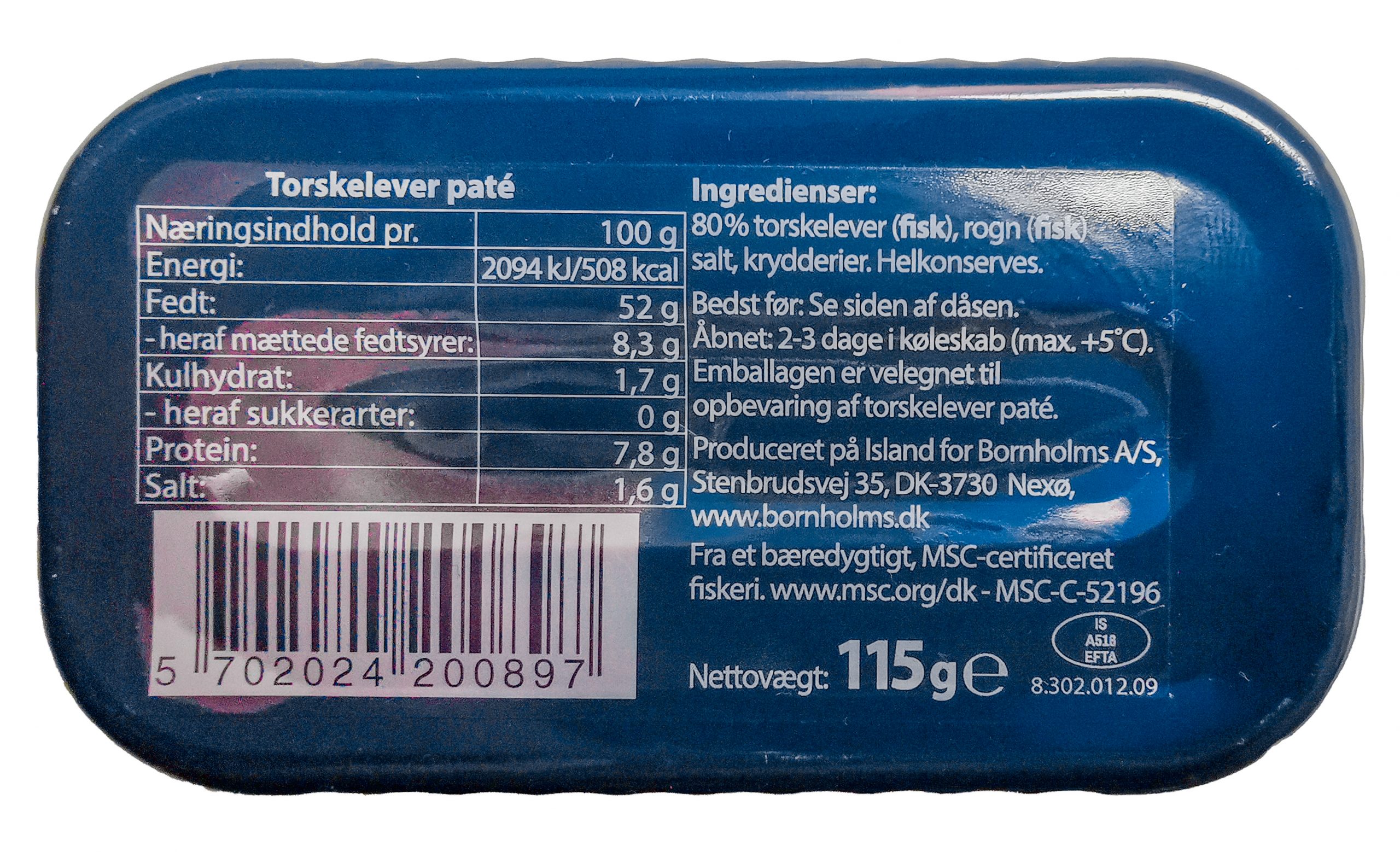 Bornholms MSC cod liver pâté, 115 g - CannedFish